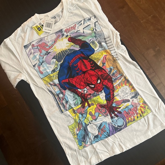 Marvel | Shirts | Marvel Spiderman Comic Graphic Tee White | Poshmark